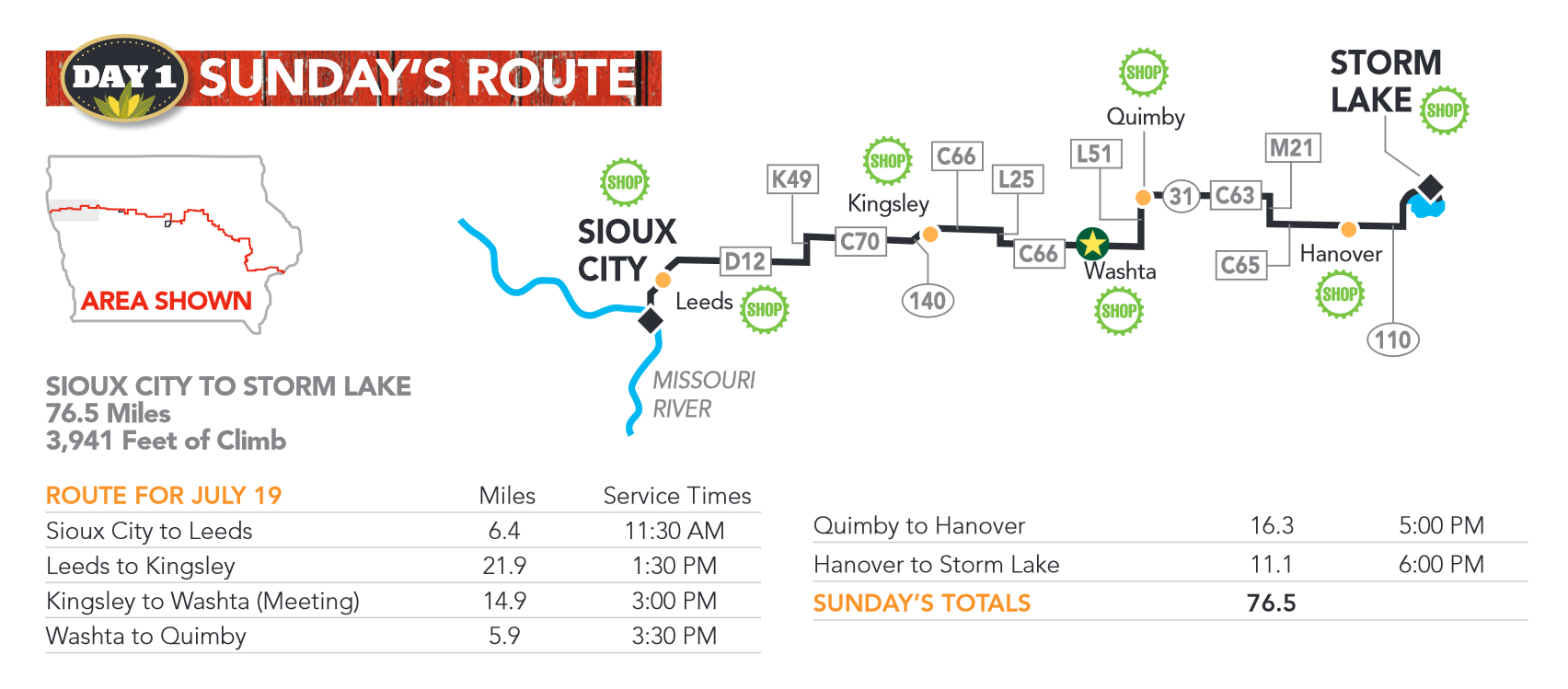 Sunday Daily Route Map
